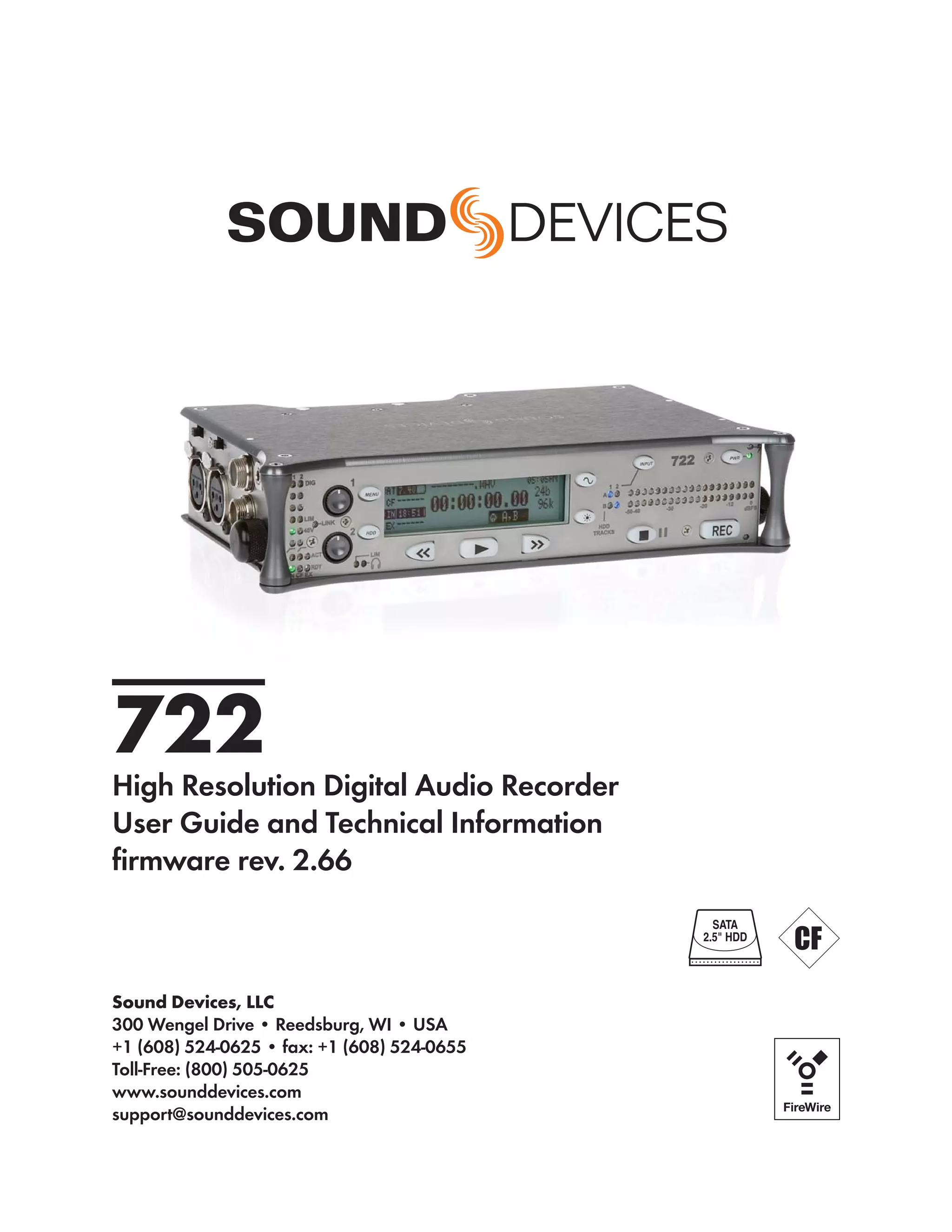 Sound Devices 722 | PDF
