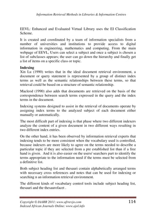 Information Retrieval Methods in Libraries and Information Centers | PDF