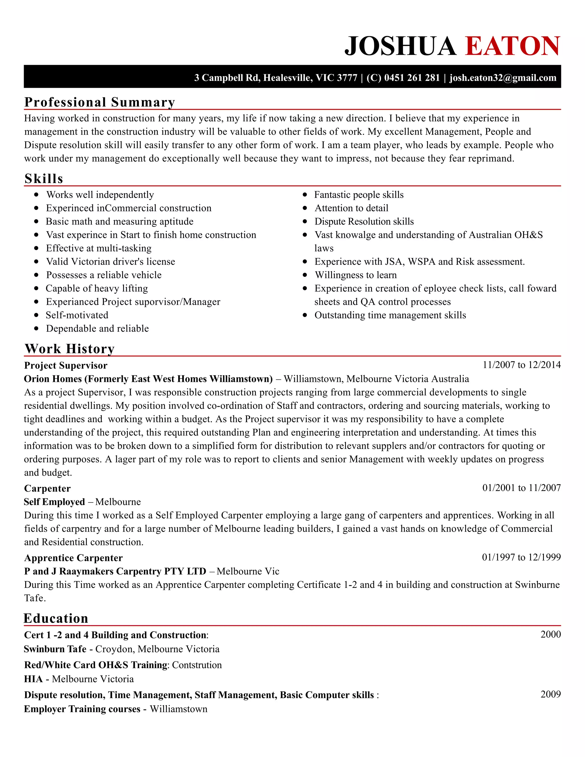 Joshua Eaton Resume 1 | PDF