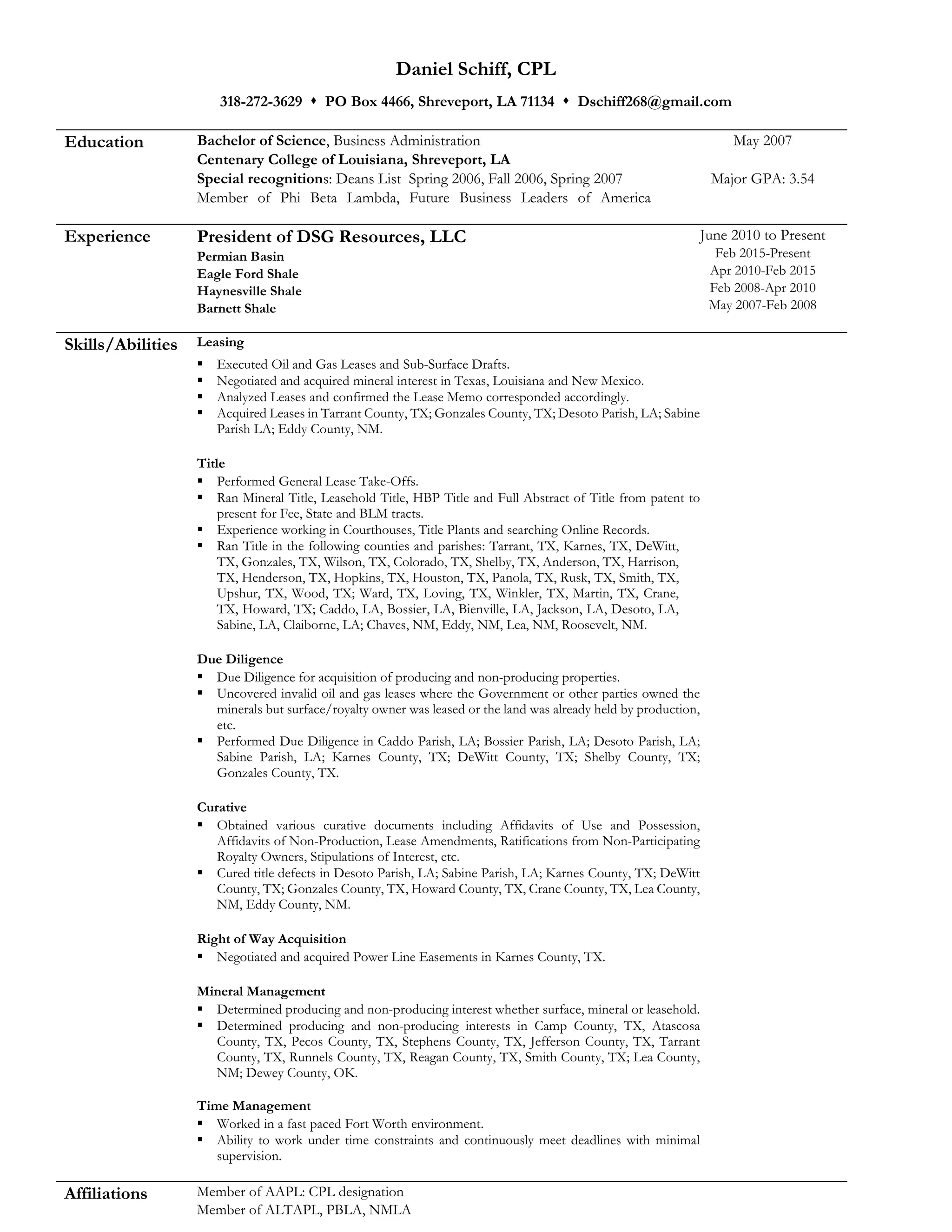Daniel Schiff CPL Resume | PDF