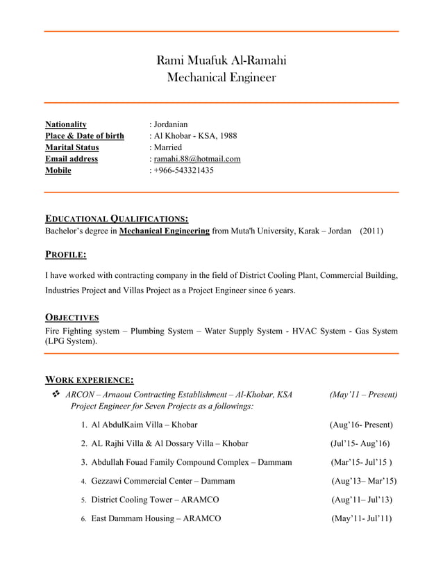 CV-Rami M. Al Ramahi | PDF