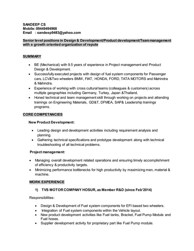 Sandeep_CV_Updated | DOCX | Civil Engineering Industry | Industries