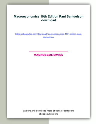 Macroeconomics 19th Edition Paul Samuelson | PDF