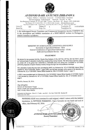 Laboratory declaration | PDF