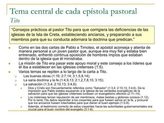 epistolas pastorales del nuevo testamento timoteo y tito | PPTX