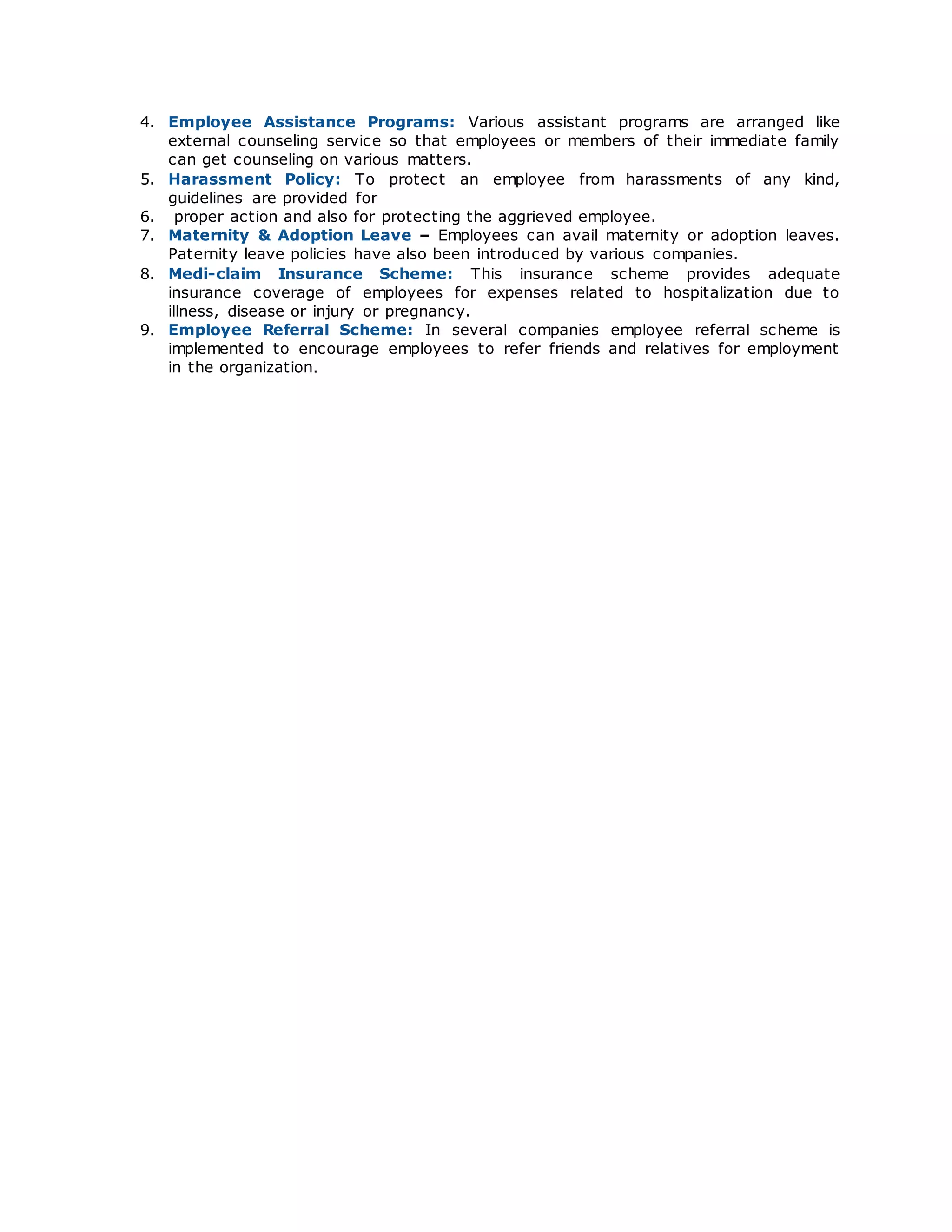 Employee Welfare Schemes | DOCX
