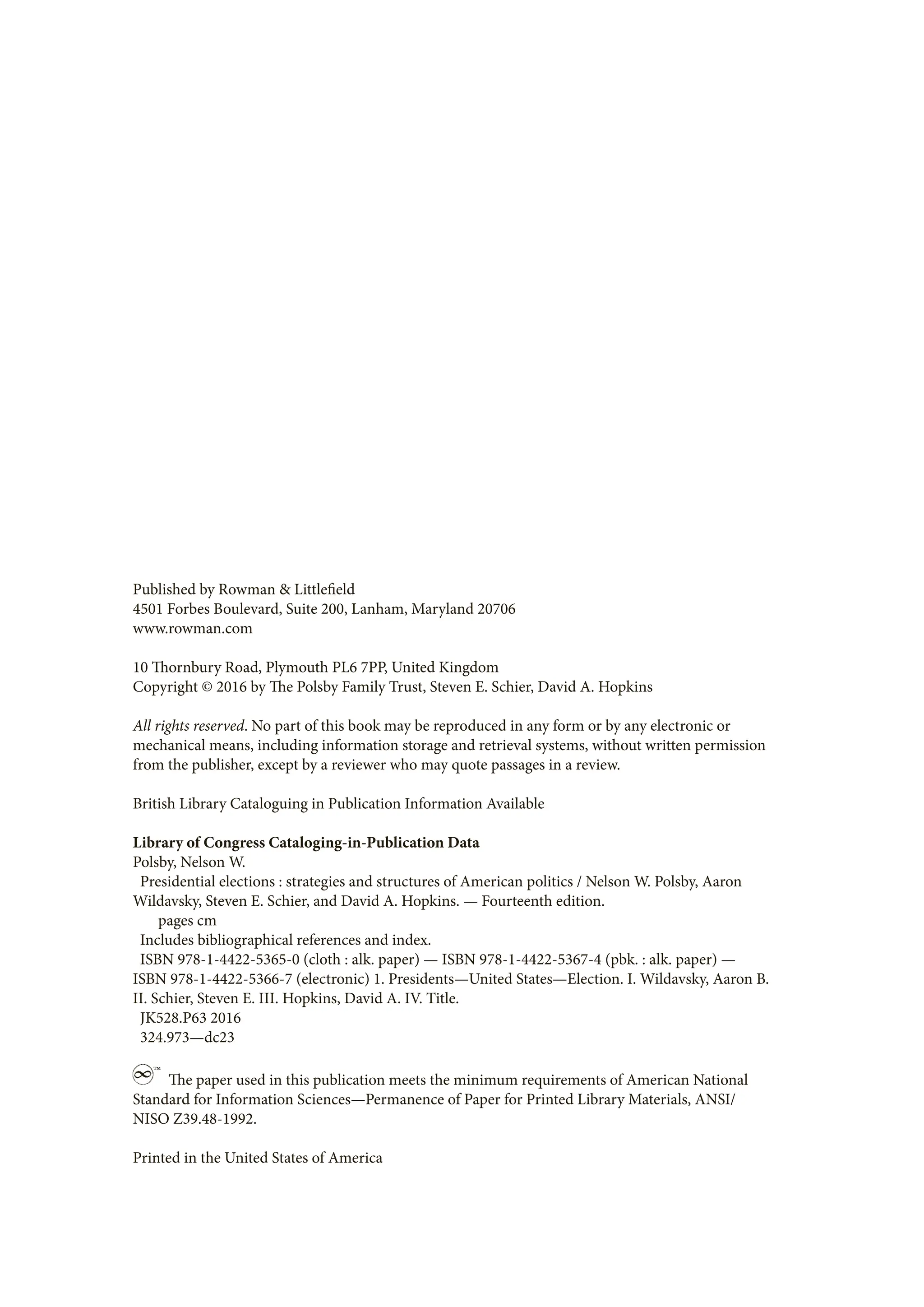 Presidential Elections Strategies and Structures of American Politics ...