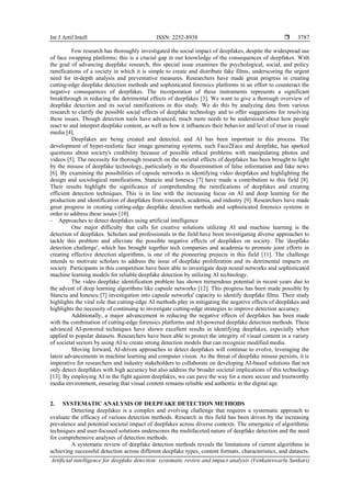 Artificial intelligence for deepfake detection: systematic review and impact analysis | PDF