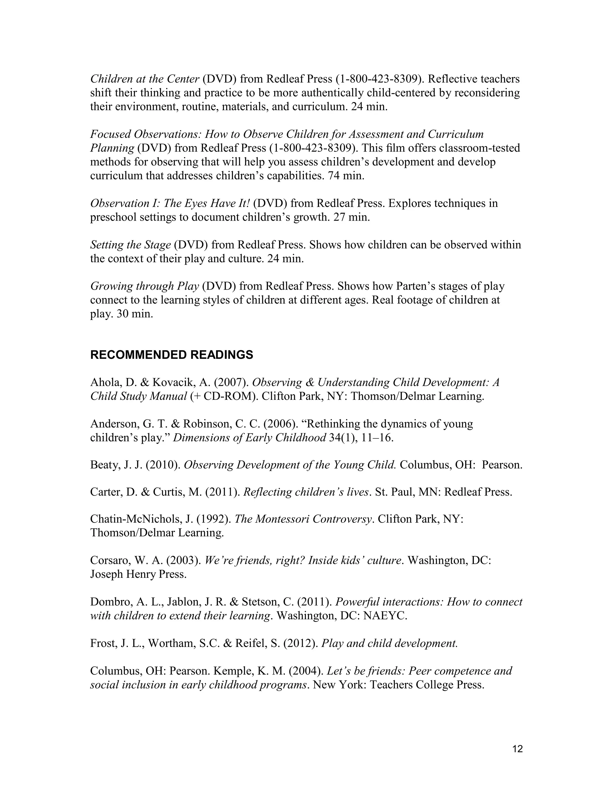 Preschool Appropriate Practices Environment Curriculum and Development ...