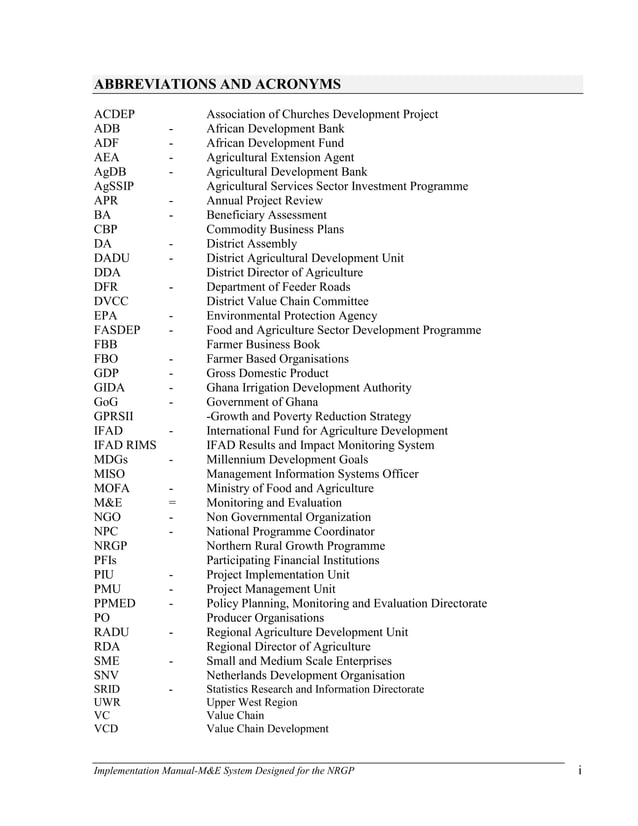 NRGP M&E MANUAL - FINAL | PDF