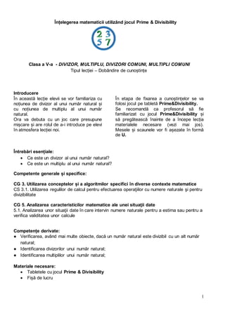 725 cls v-algebra_divizibilitatea_nr_naturale_prime&divisibility | PDF