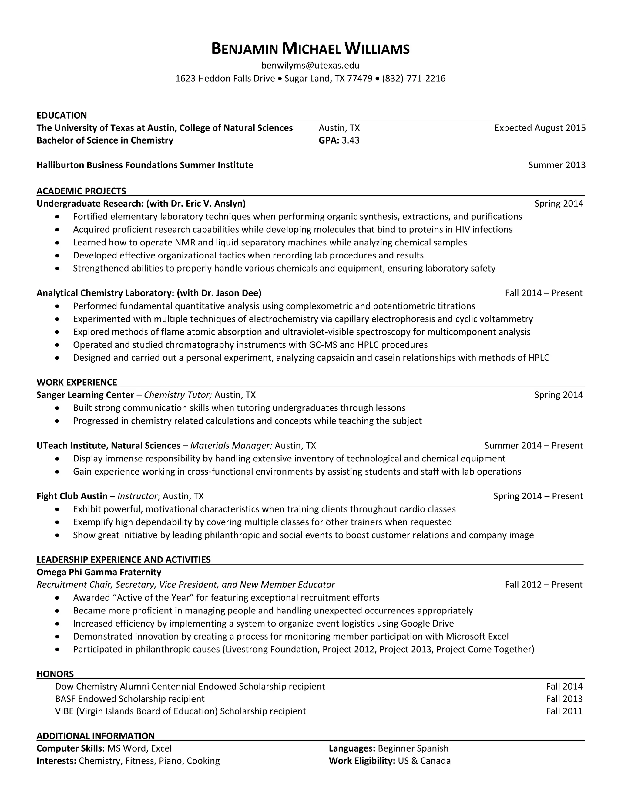 Benjamin Williams (Resume) | PDF