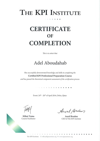 KPI Certificates Full Set | PDF