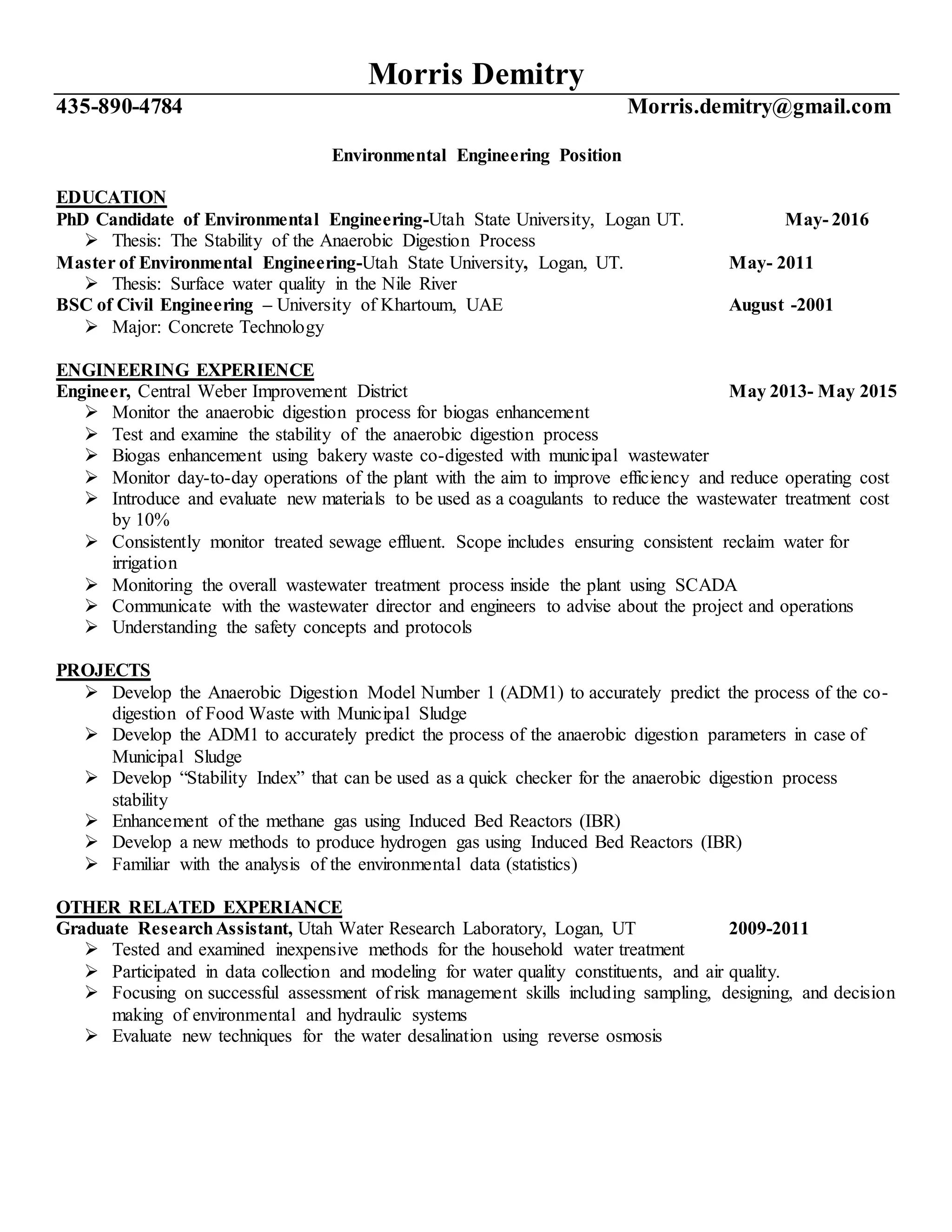 Morris Demitry Resume | DOCX