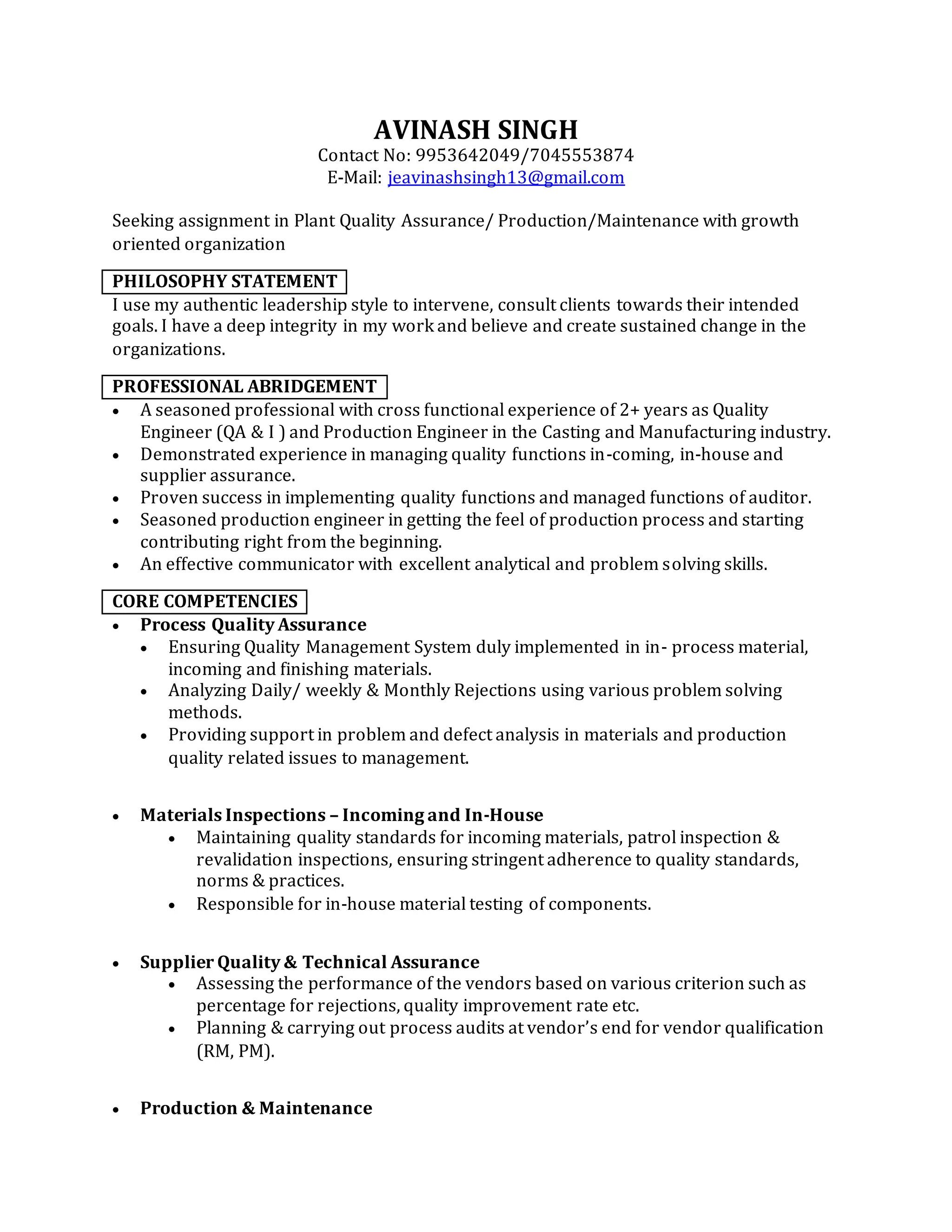 AVINASH SINGH new cv | PDF