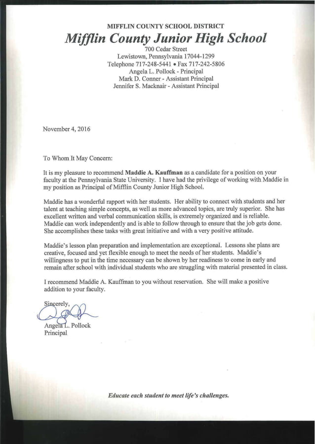 Letter of Recommendation from Angela Pollock | PDF