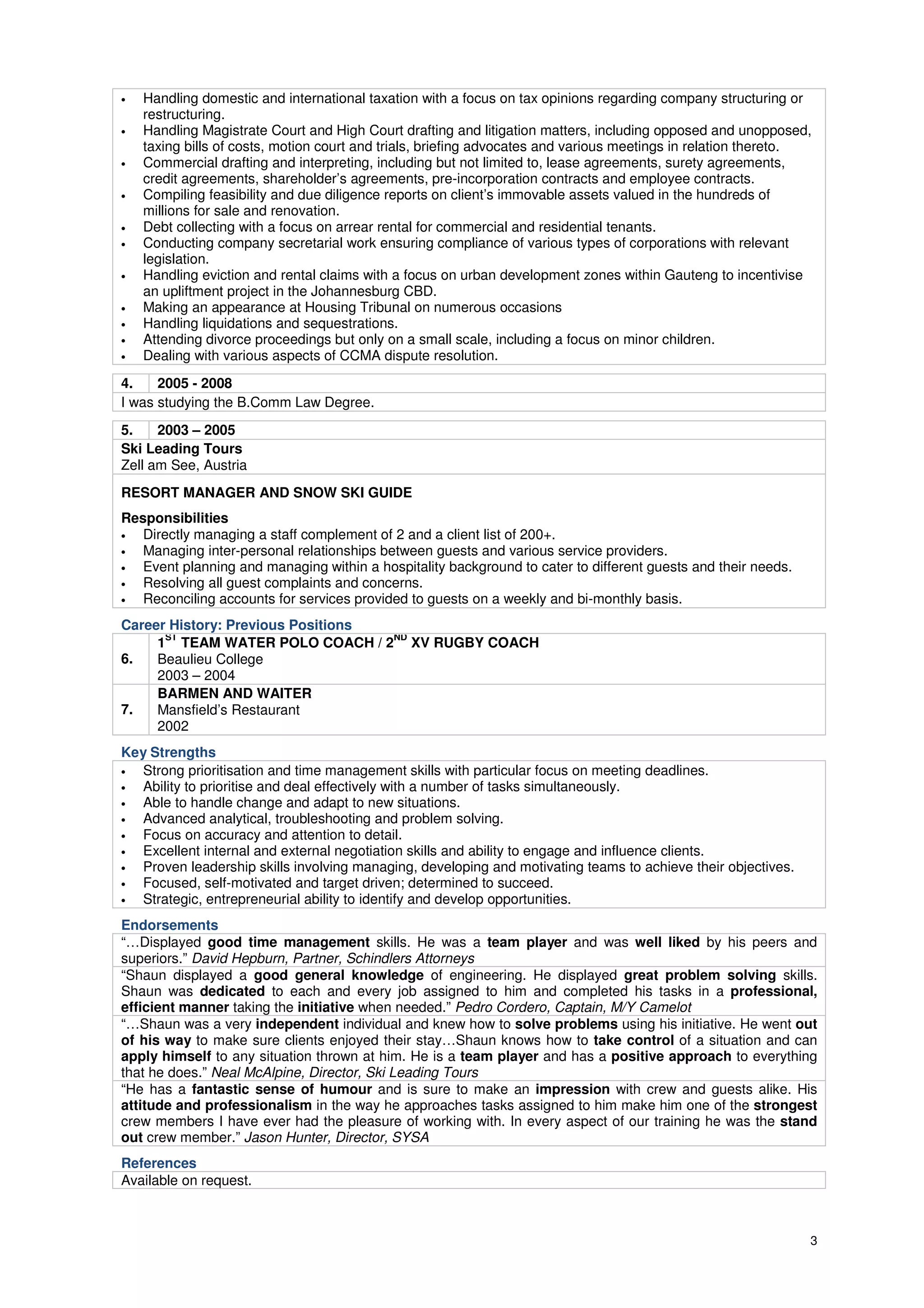 Shaun Falconer CV | PDF