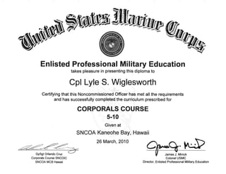 USMC Certification - Corporals Course | PDF