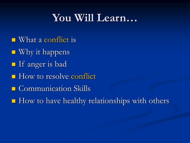 Conflict resolution in adolescents and adults | PPT