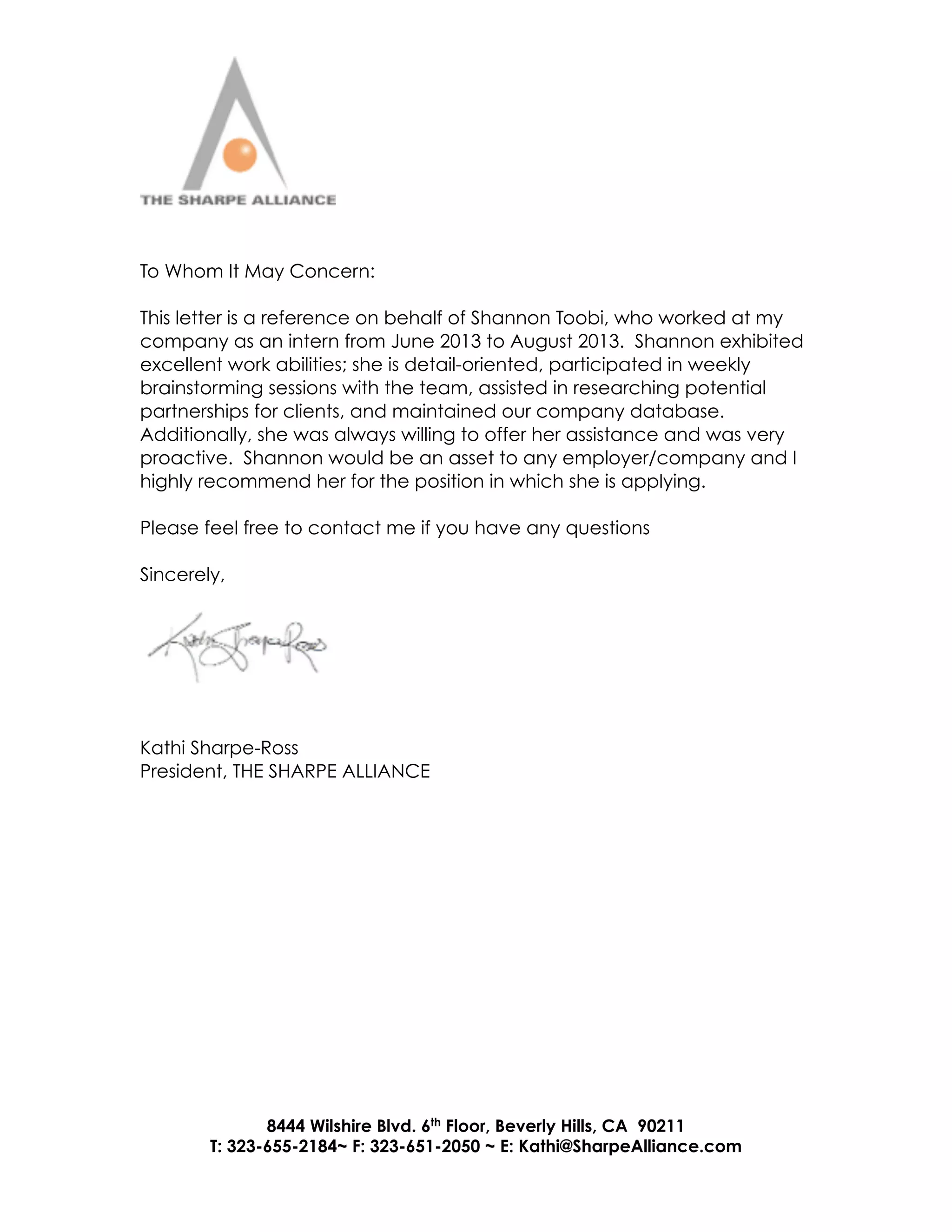 Letter of Rec - Shannon Toobi-2015 | PDF
