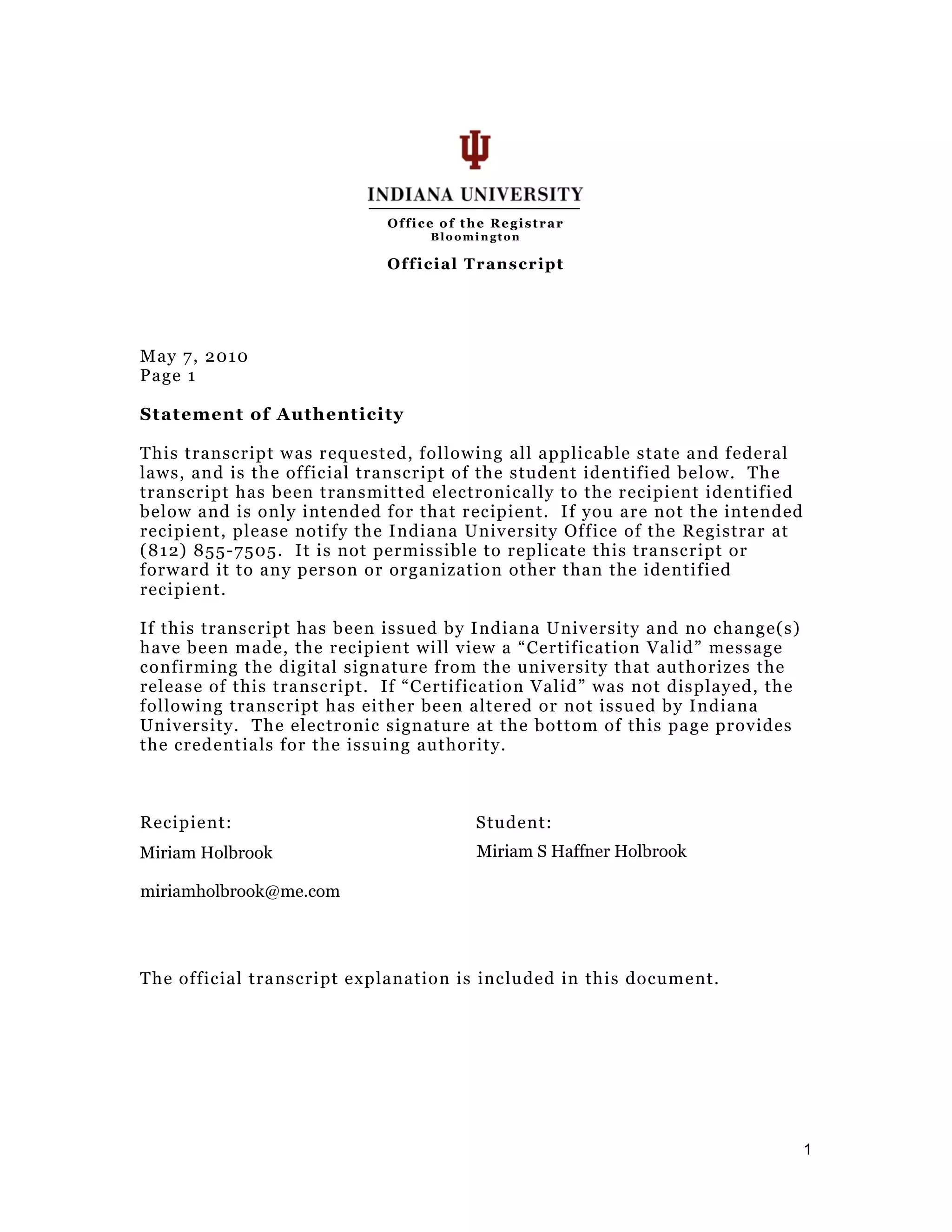 IU OfficialTranscript | PDF