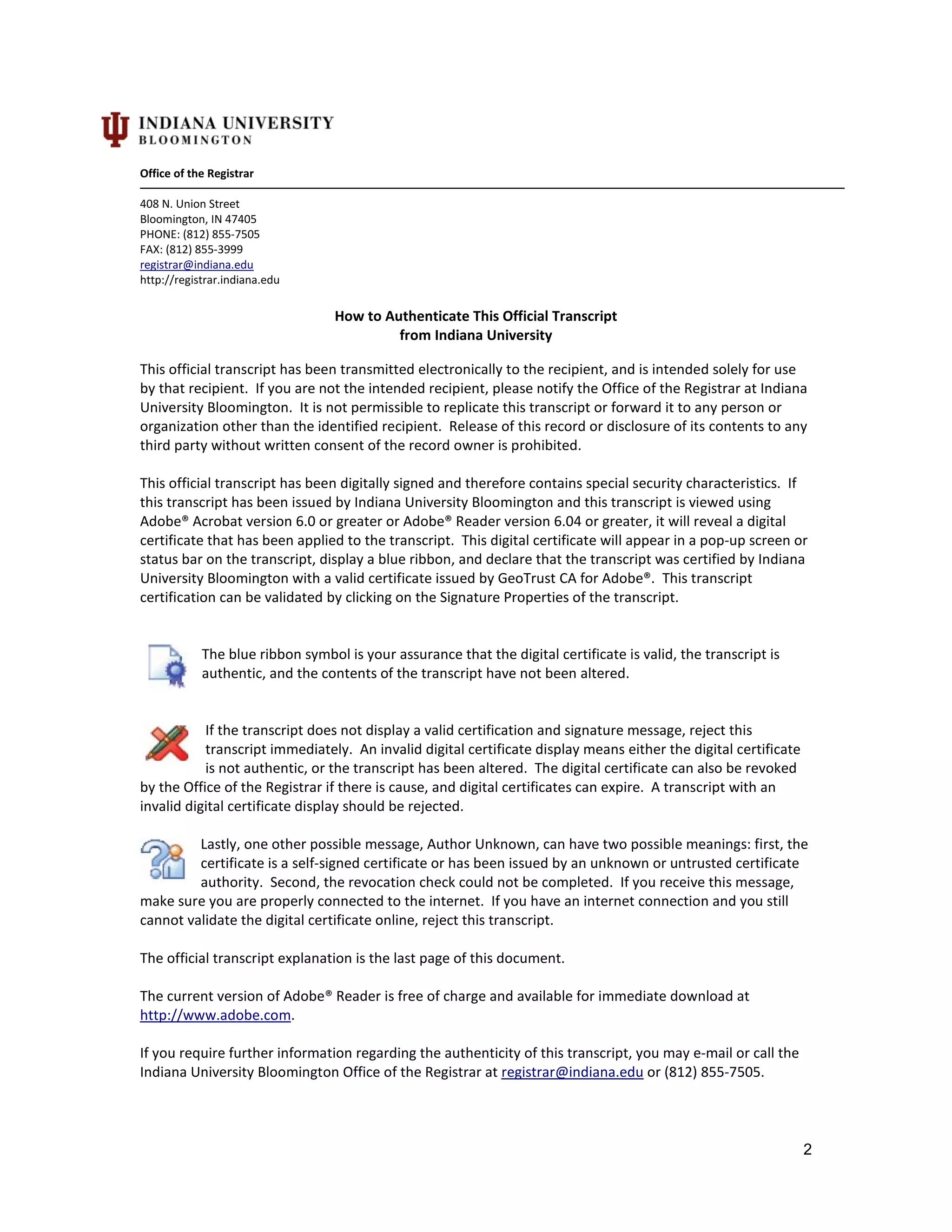 IU OfficialTranscript | PDF