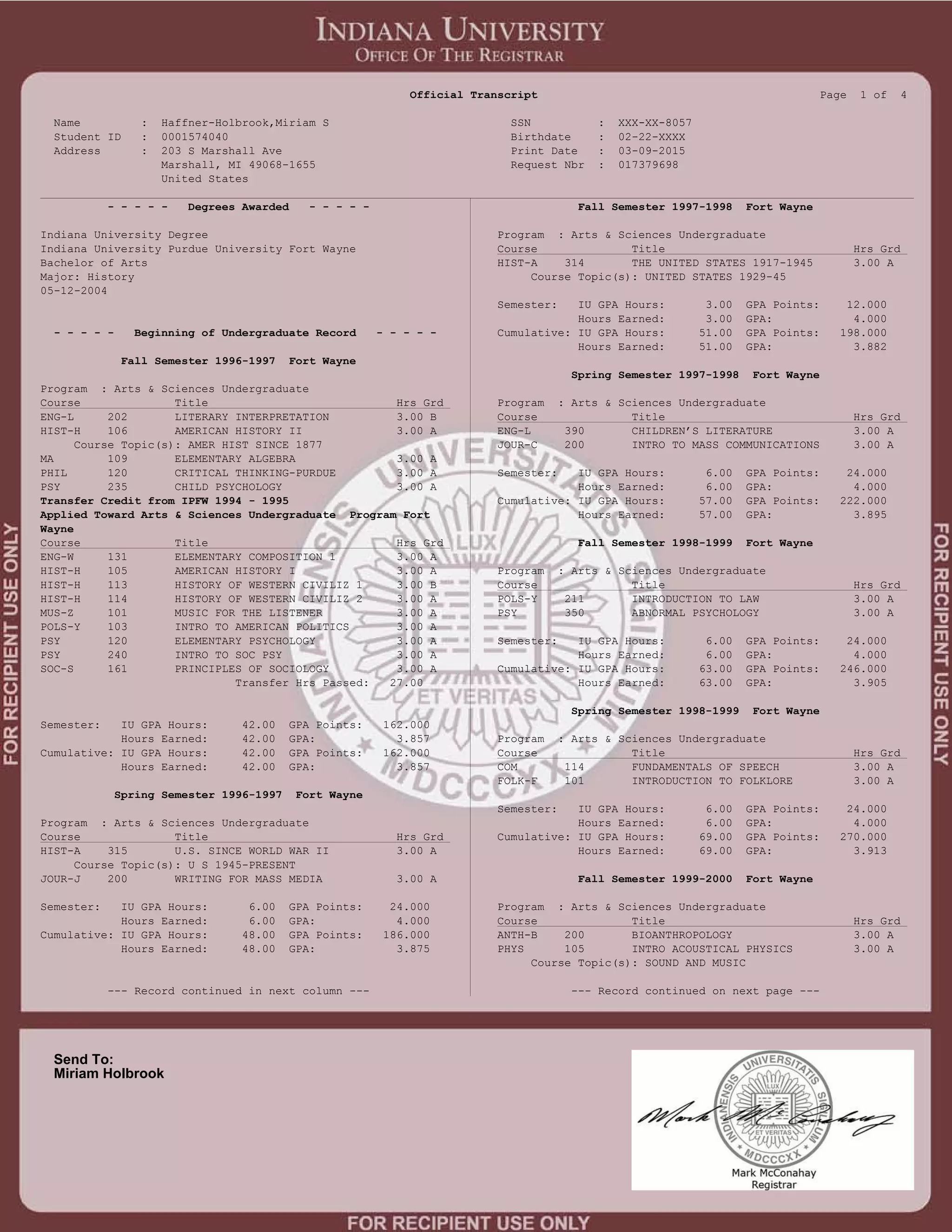IU OfficialTranscript | PDF