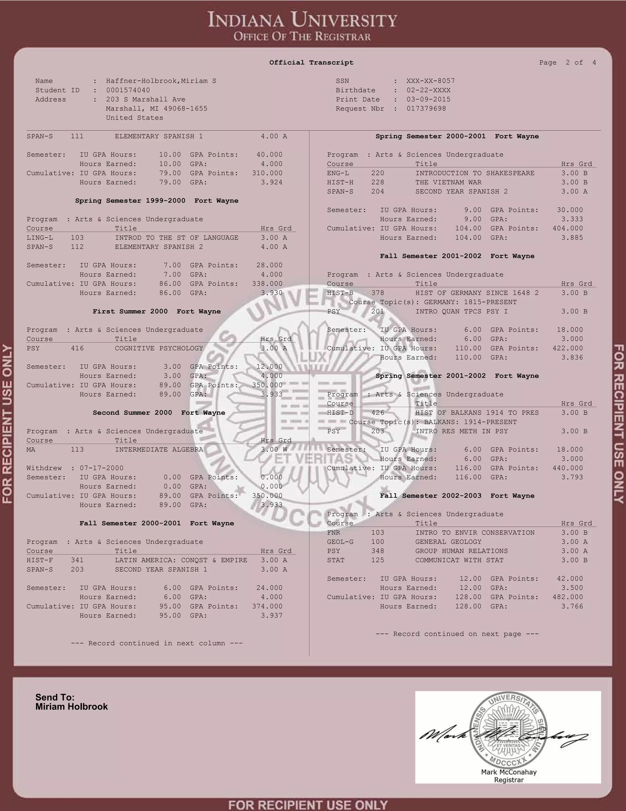 IU OfficialTranscript | PDF