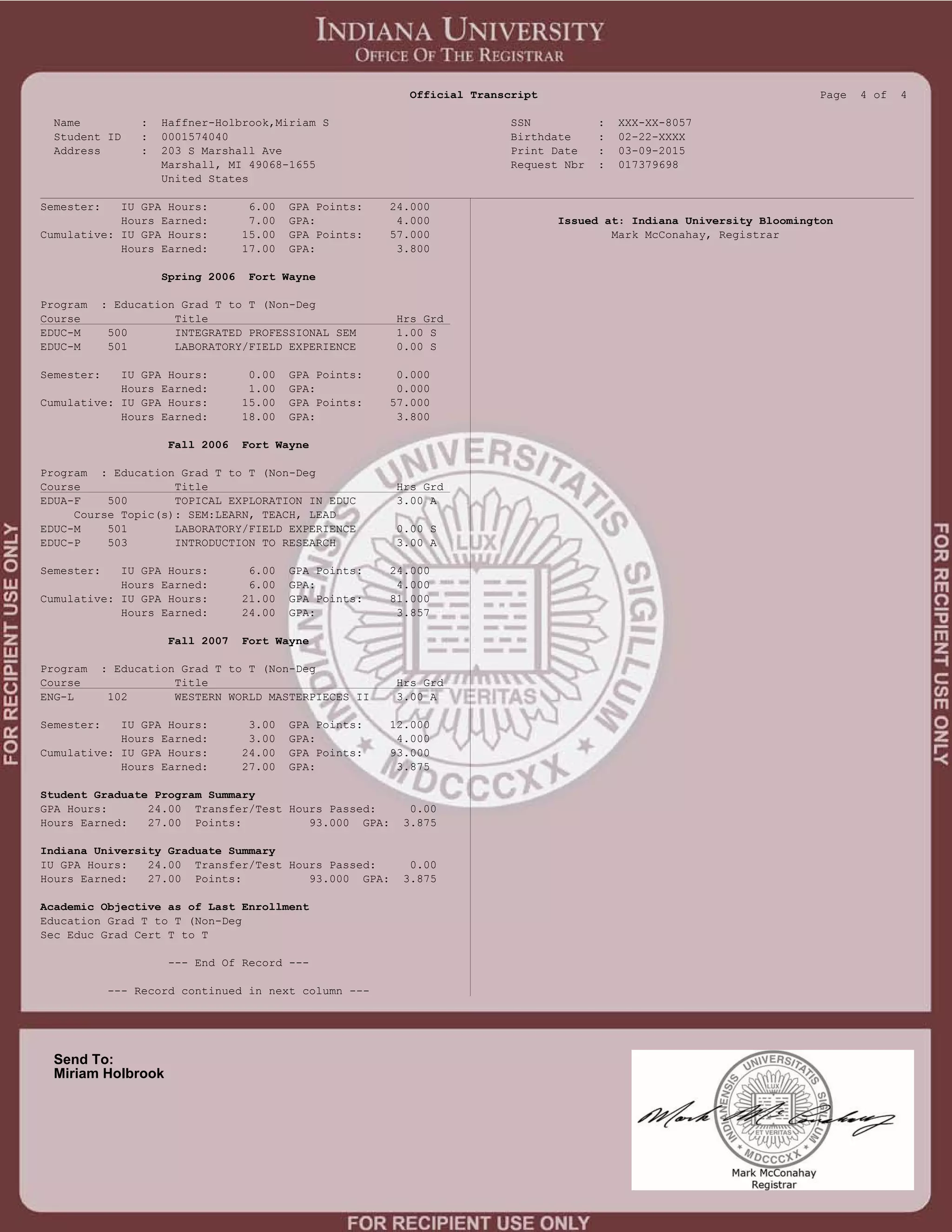 IU OfficialTranscript | PDF