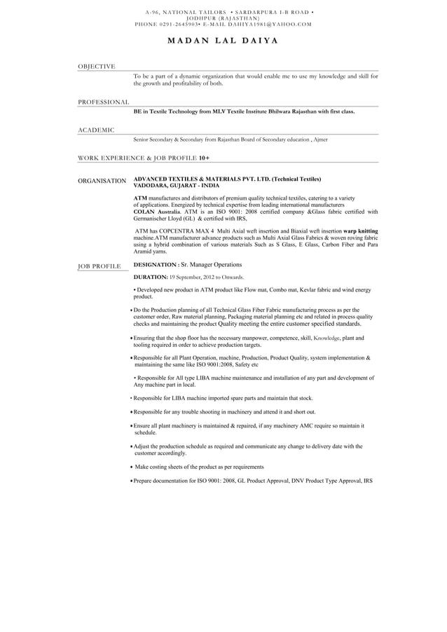 Madan Daiya resume | PDF