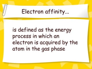 Electron affinity chemistry engineering ppt | PDF