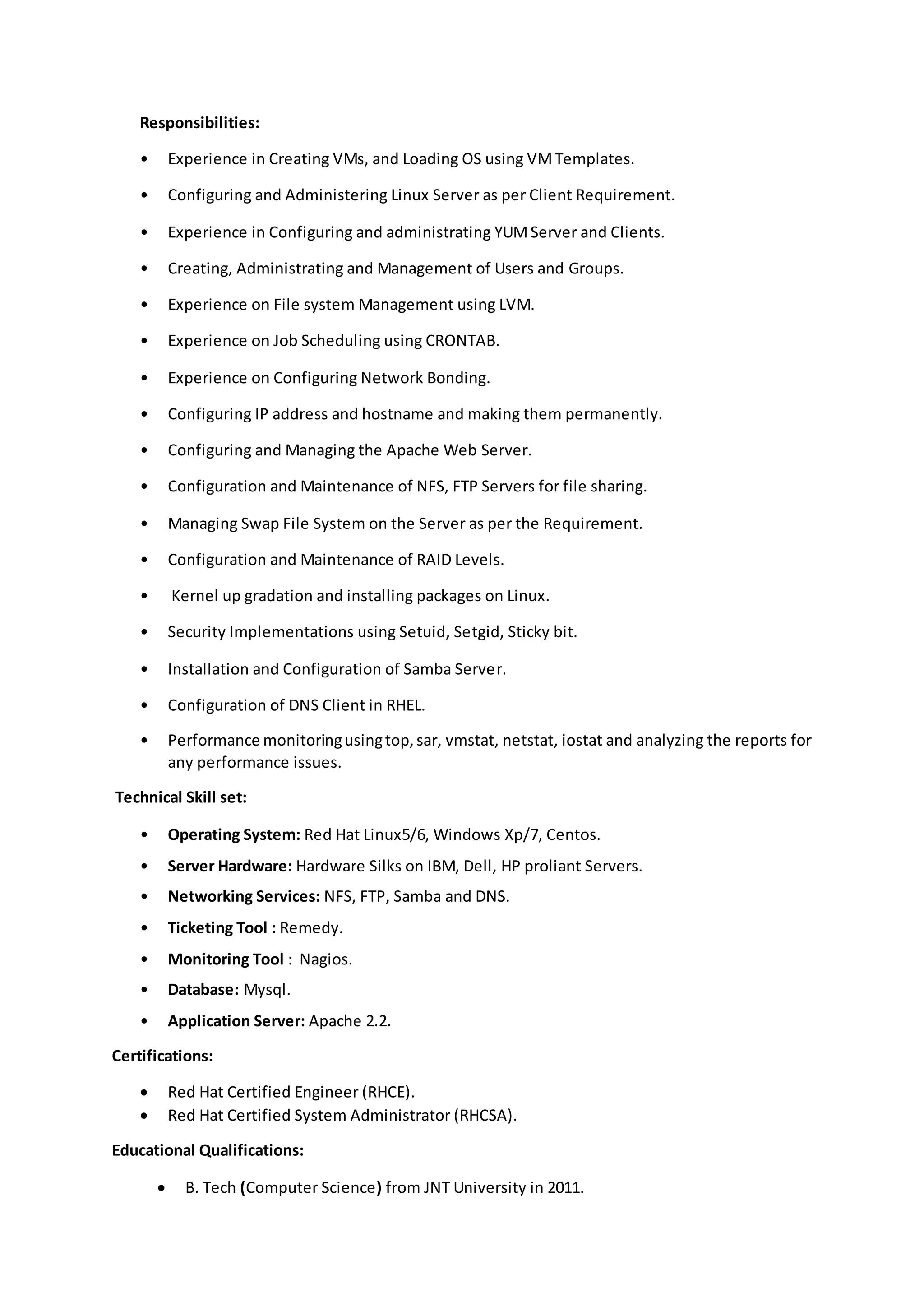 Linux Admin with 3.5Years | DOCX