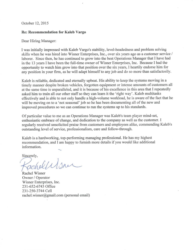 KV Letter of Rec | PDF