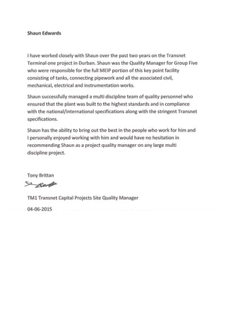 Transnet Referral Letter | PDF