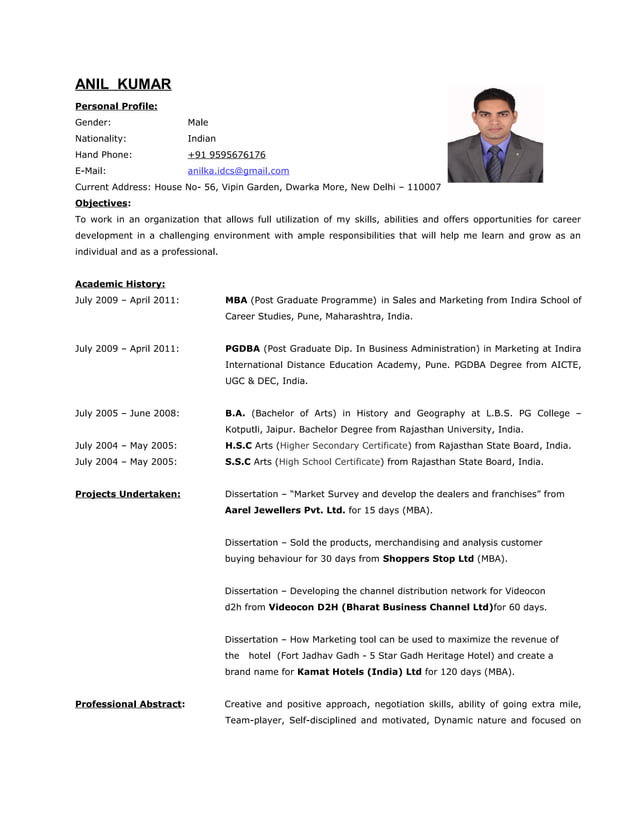 Anil Kumar - Curriculum Vitae | PDF