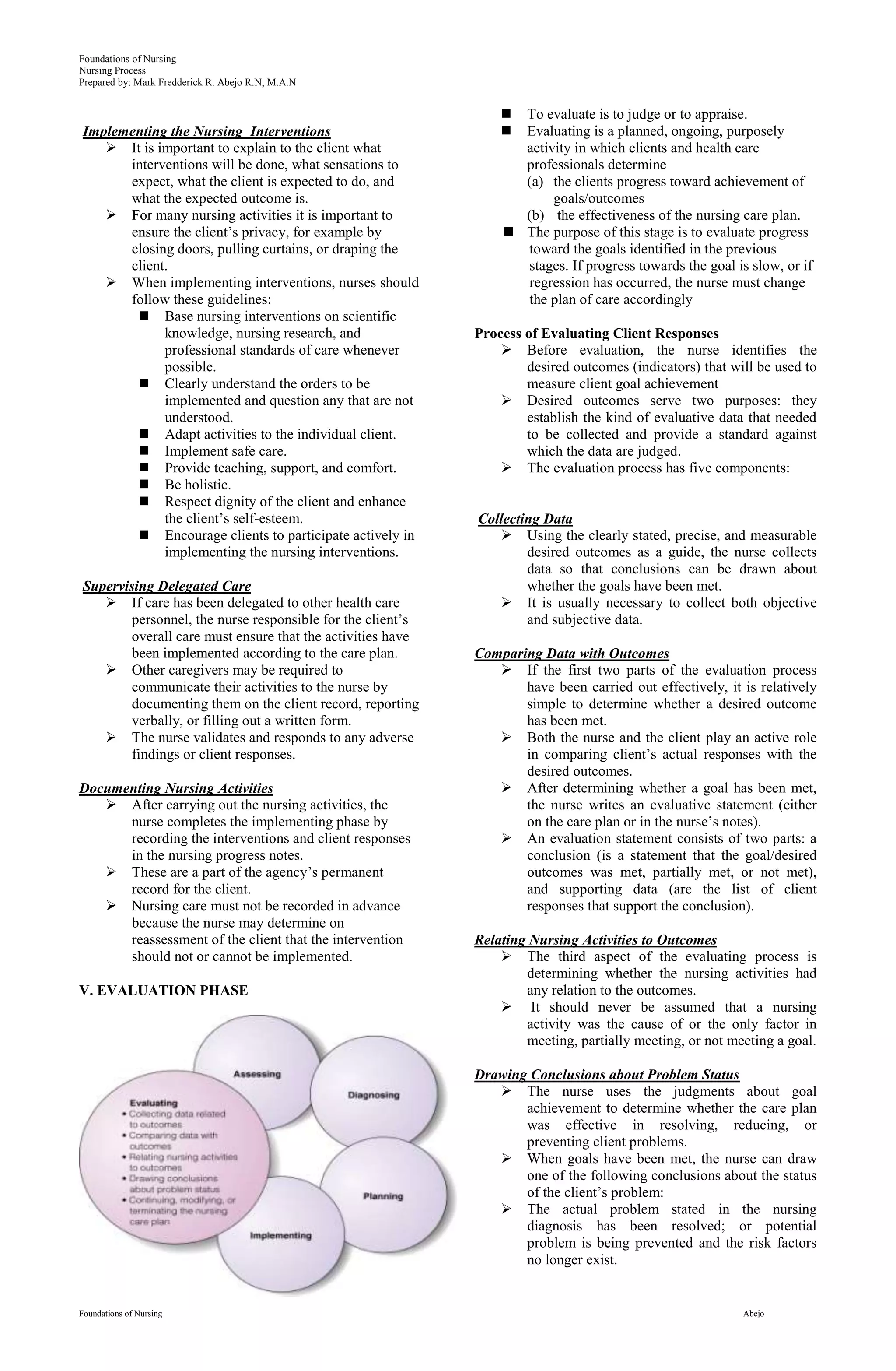Nursing Process Handouts | PDF