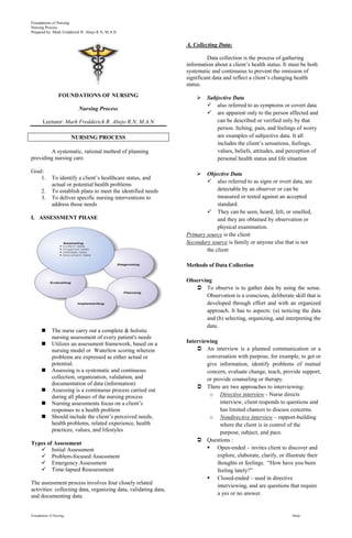 Nursing Process Handouts | PDF
