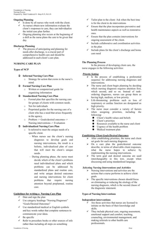 Nursing Process Handouts | PDF