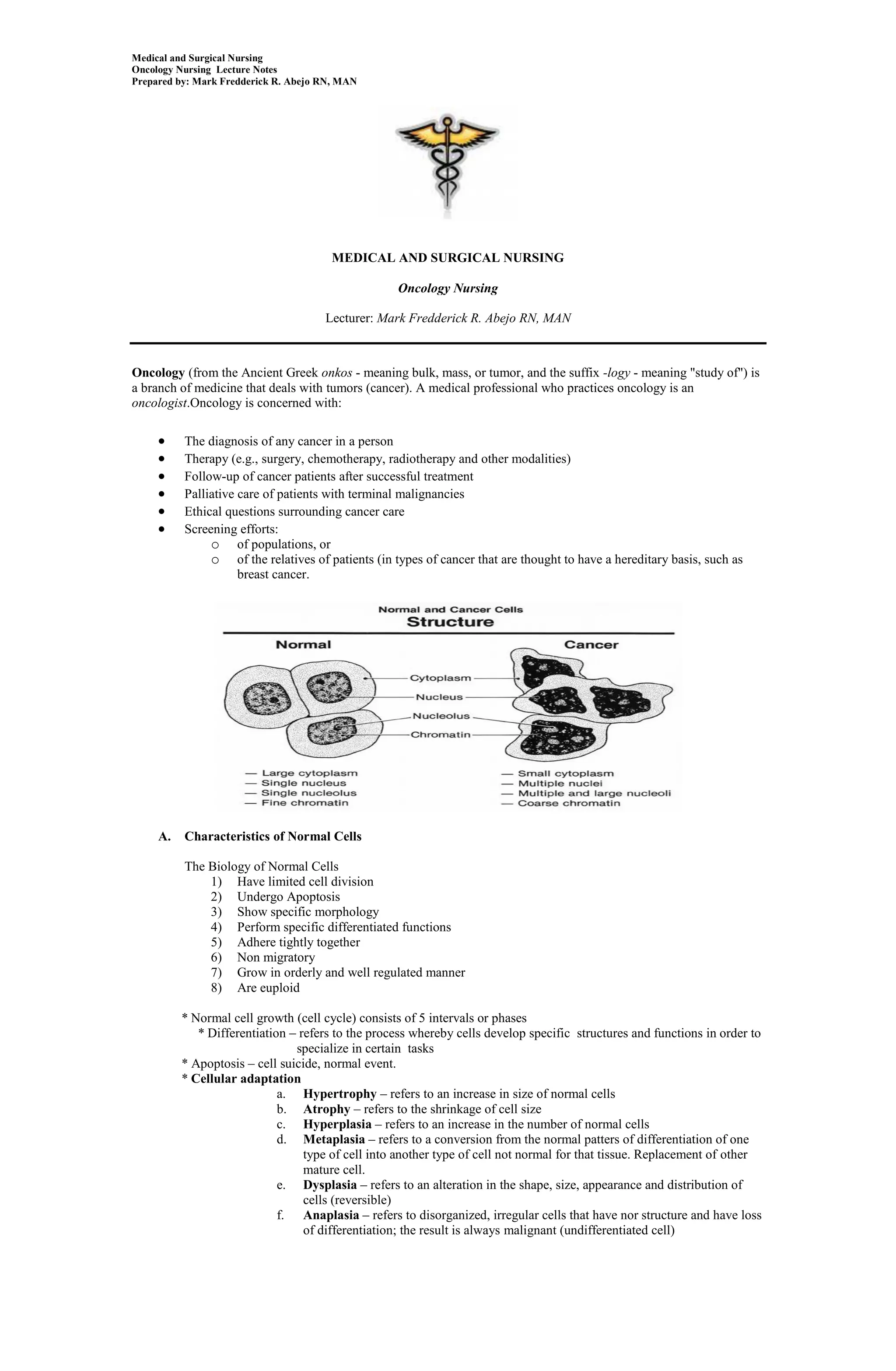 Oncology Nursing | PDF