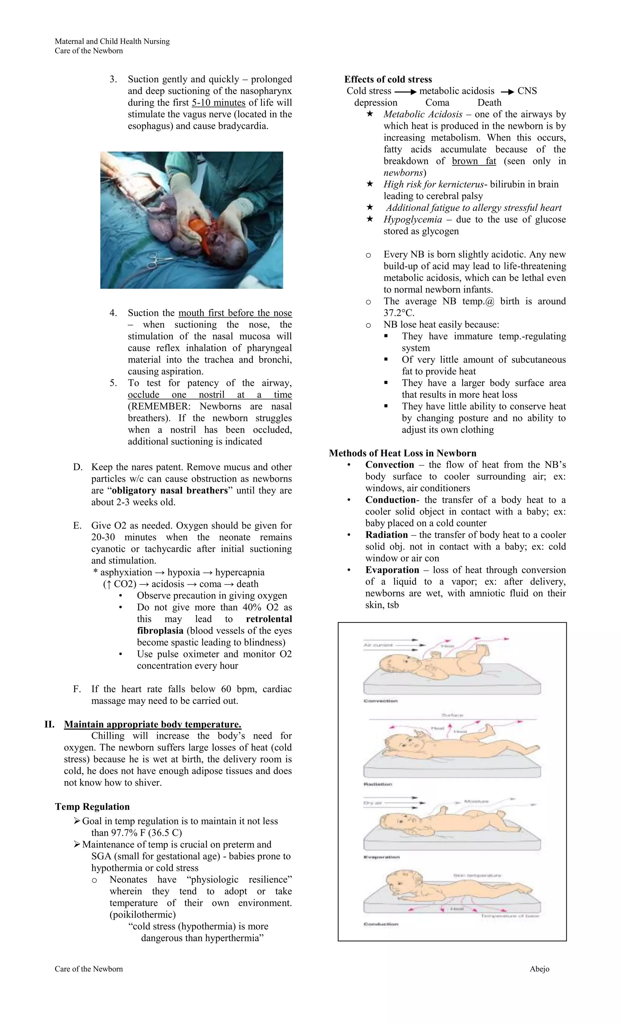 Care of the Newborn Handouts | PDF