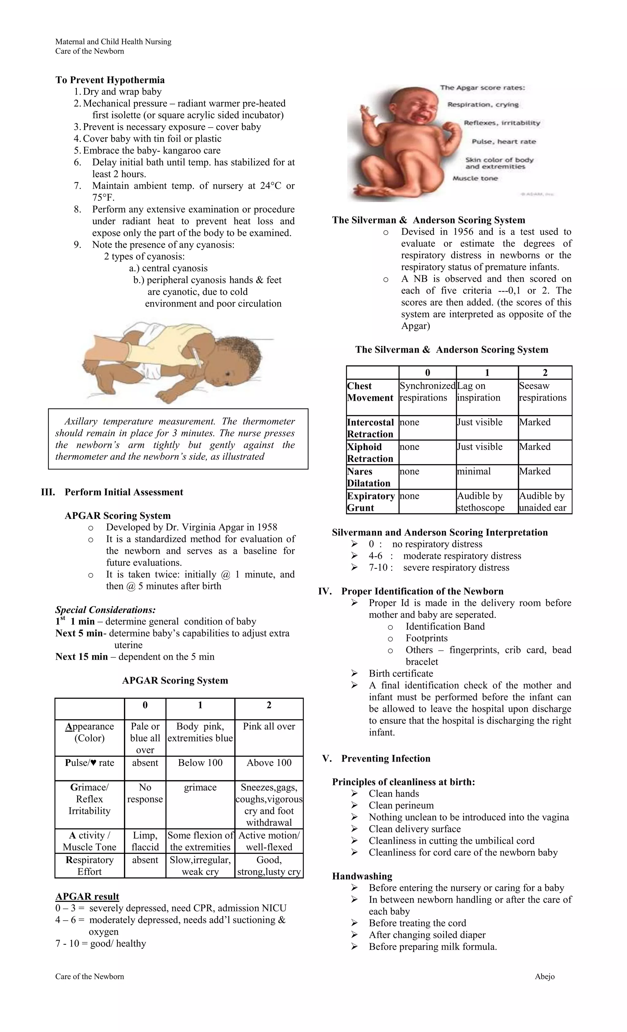 Care of the Newborn Handouts | PDF