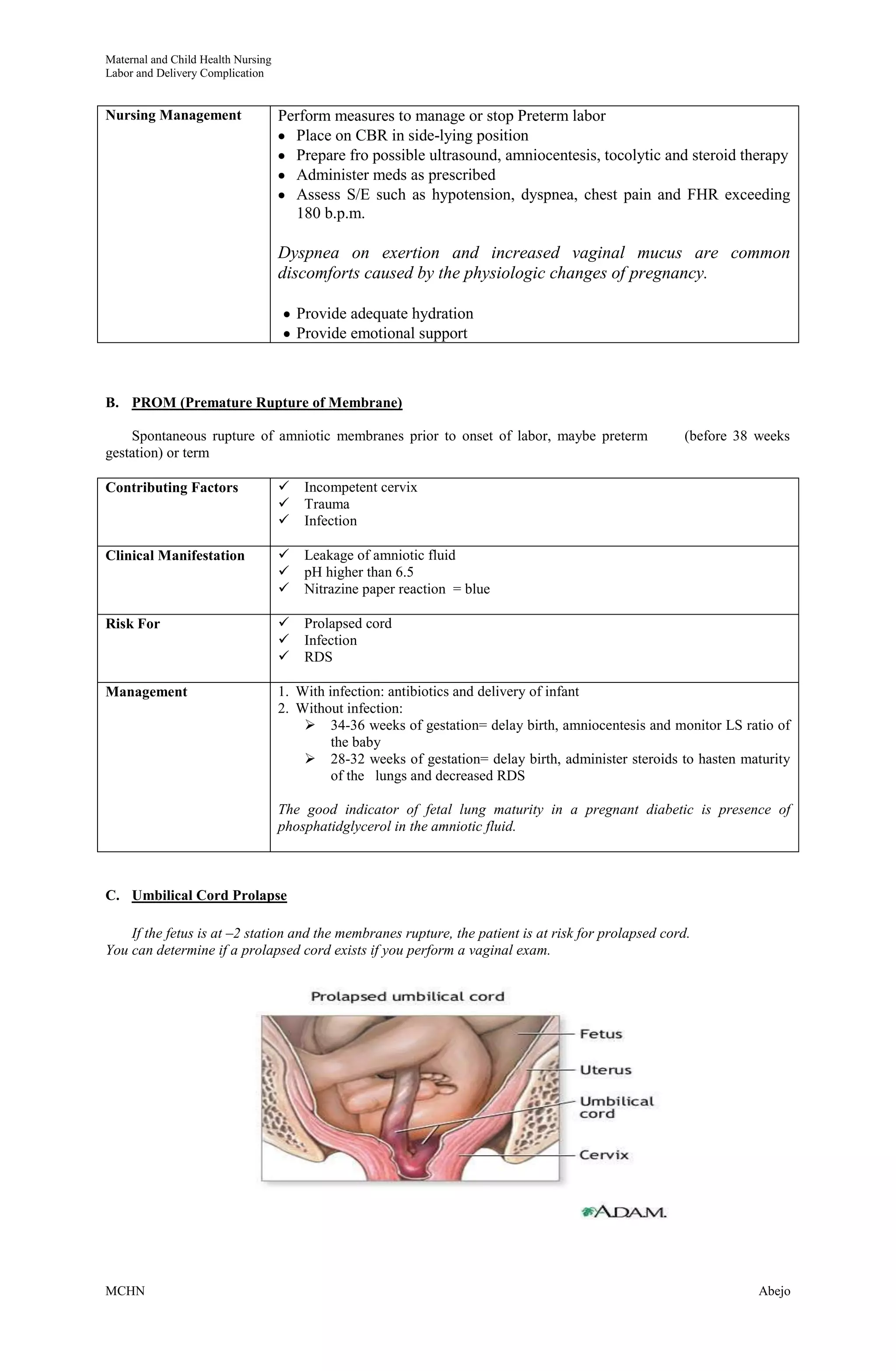 Complication on Labor and Delivery | PDF