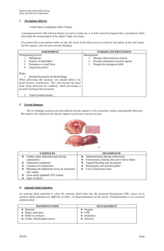 Complication on Labor and Delivery | PDF