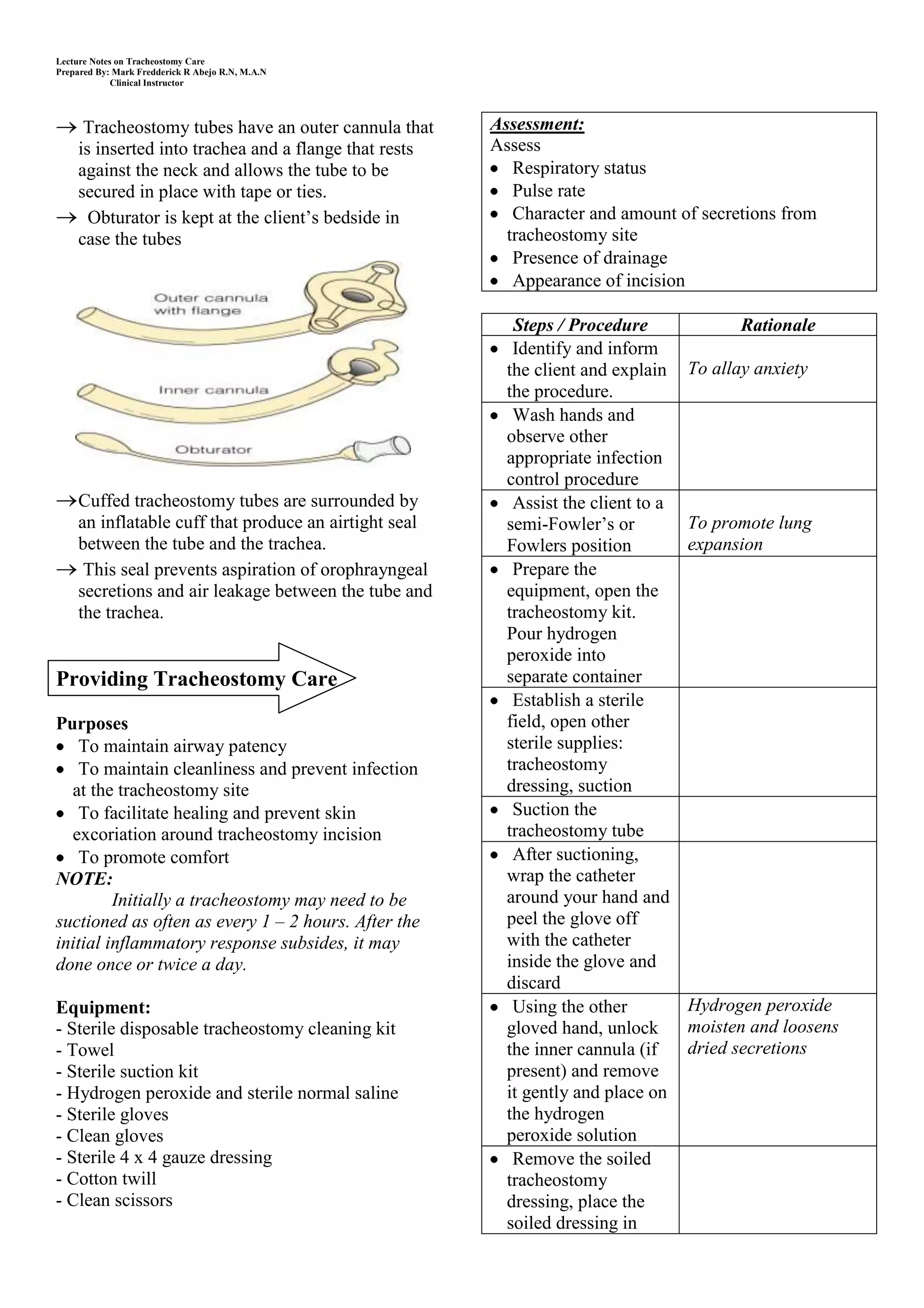 Tracheostomy Care | PDF