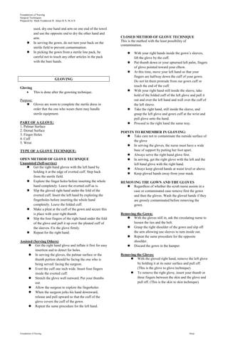 Surgical Scrubbing,Downing and Gloving | PDF