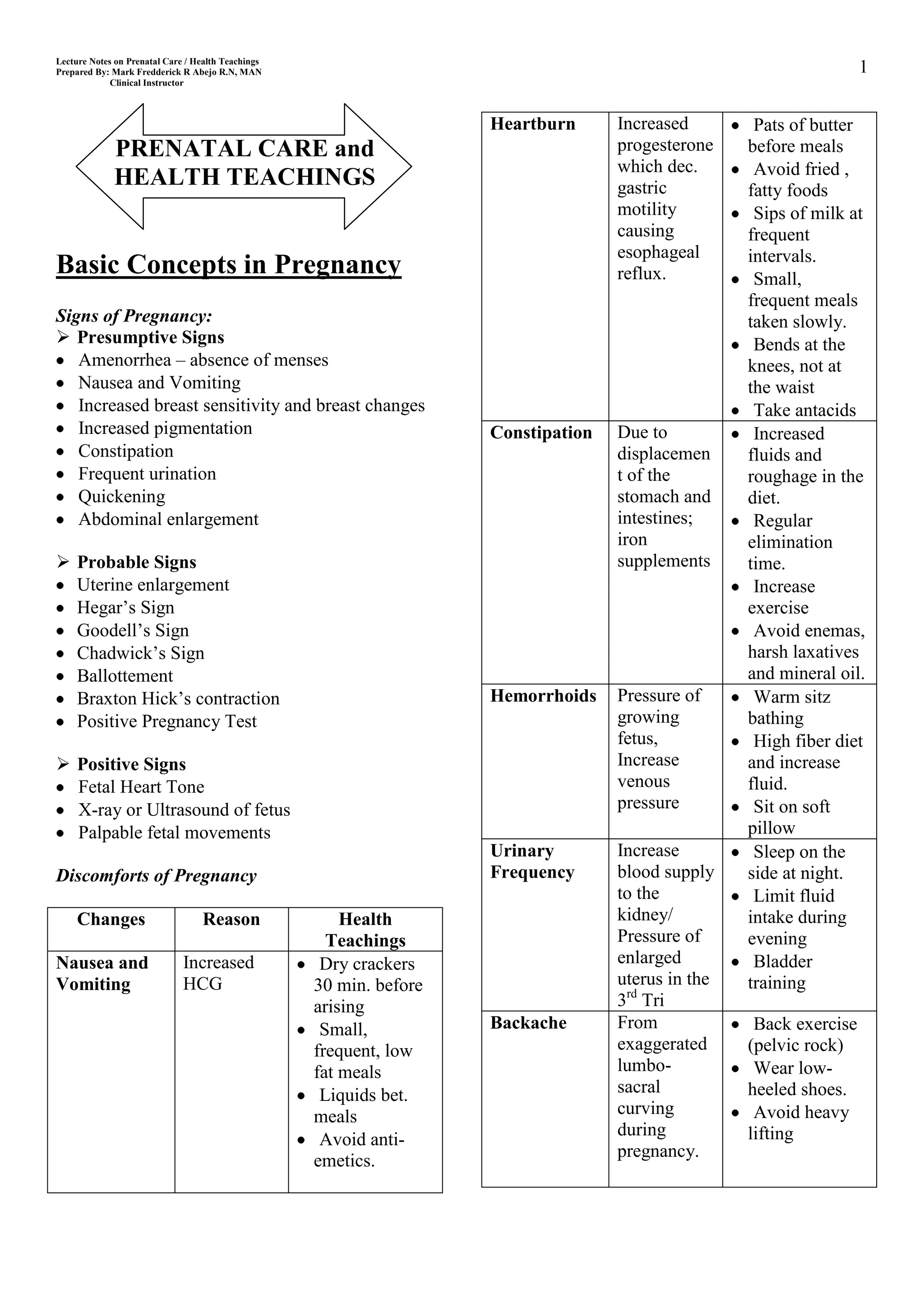 Prenatal ( Health Center) Handouts | PDF