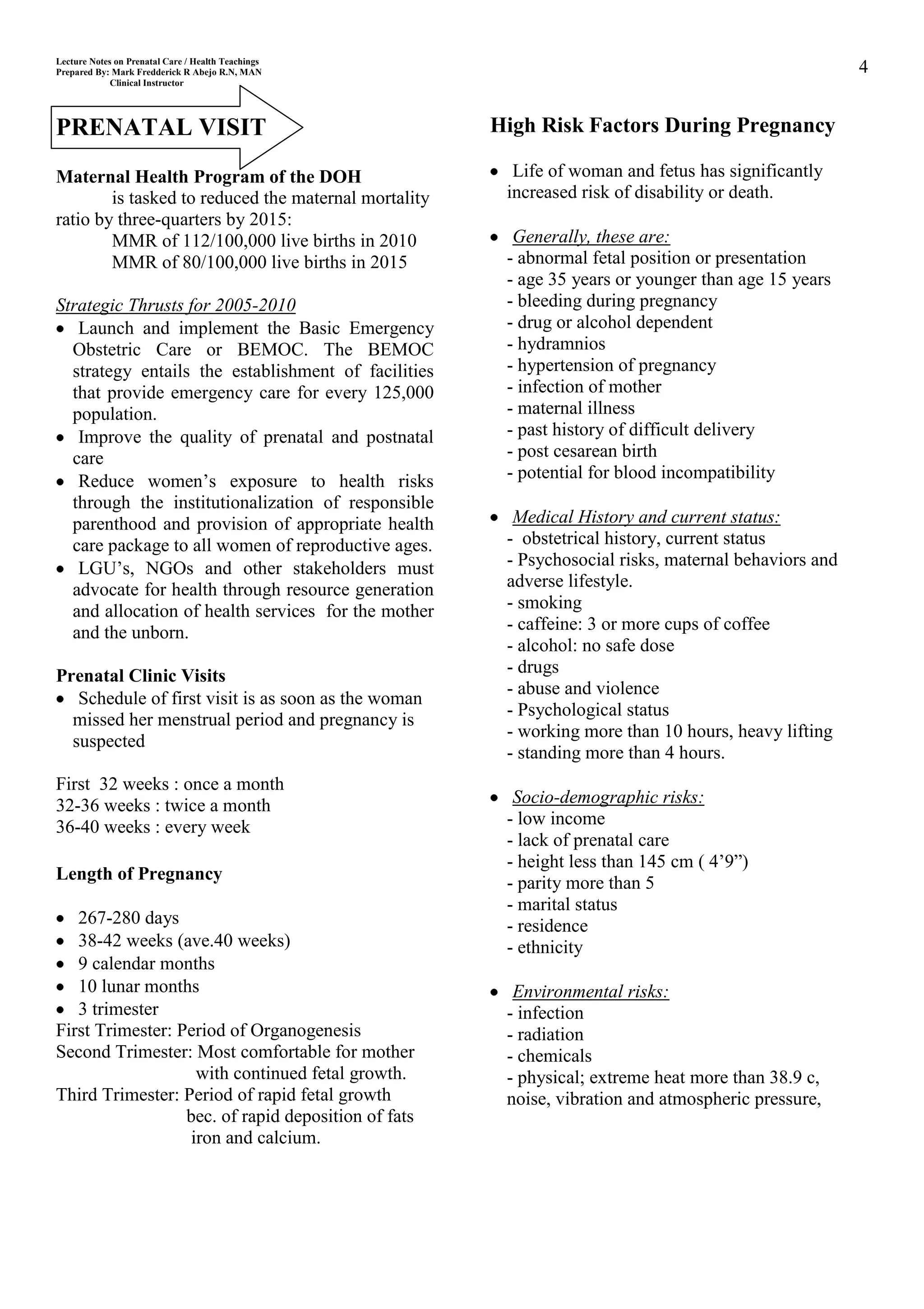 Prenatal ( Health Center) Handouts | PDF