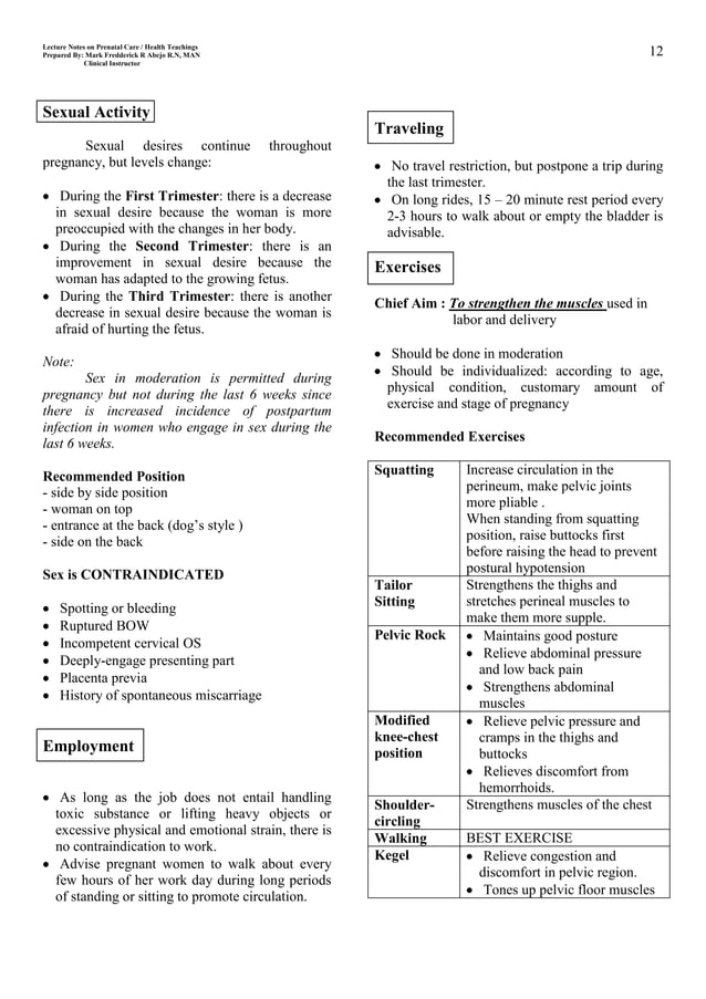 Prenatal ( Health Center) Handouts | PDF | Pregnancy | Reproductive Health