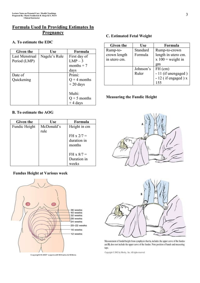 Prenatal ( Health Center) Handouts | PDF | Pregnancy | Reproductive Health