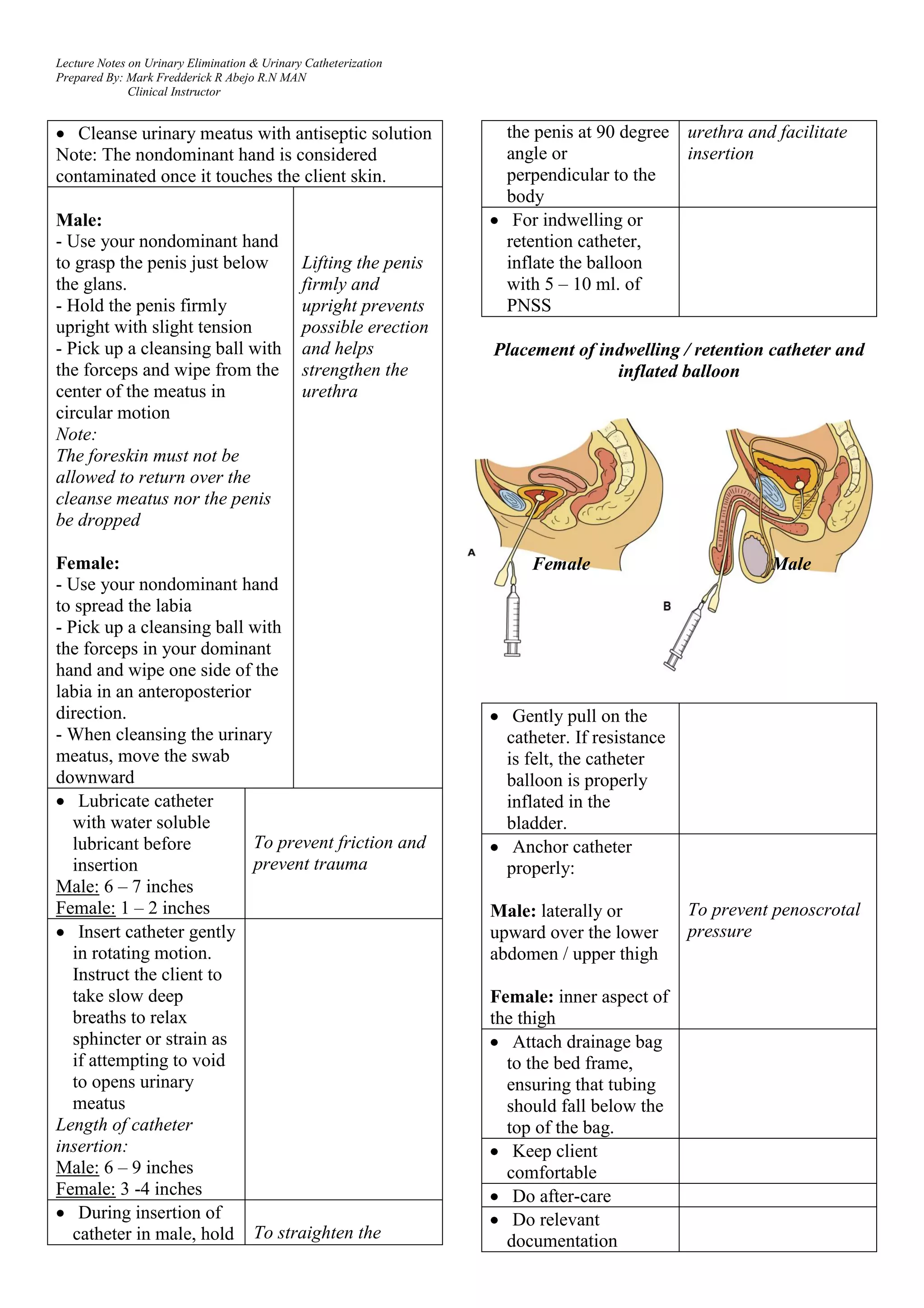 Urinary Catheterization Handouts | PDF